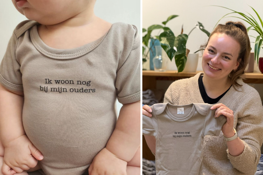 HET PRODUCT. Bedrukte babybody van Babber: "Een glimlach op het gezicht ...